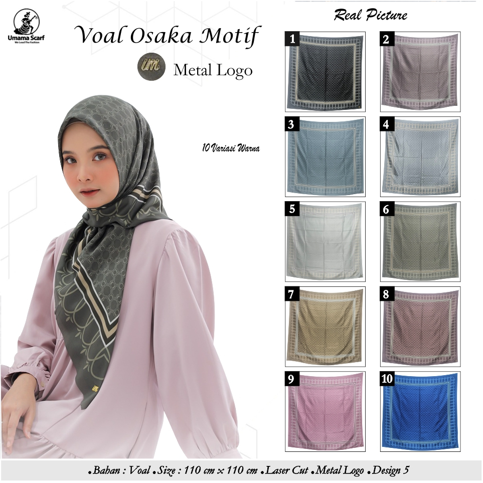 Jual Jilbab Segi Empat Premium Voal Osaka Design 5 Metal Logo by Umama ...