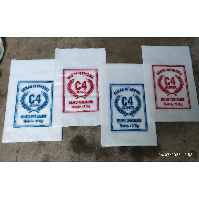 Jual Plastik beras 2 kg cap C4 Raja dan mentik wangi isi 100 lembar ...