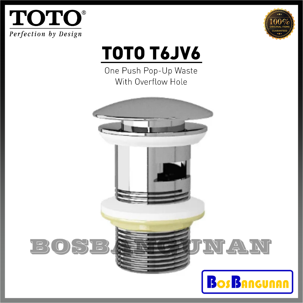 Jual Afur Wastafel Pencet TOTO T6JV6 / Avur TOTO T6JV6 Kuningan / Pop Up Waste with Overflow ...
