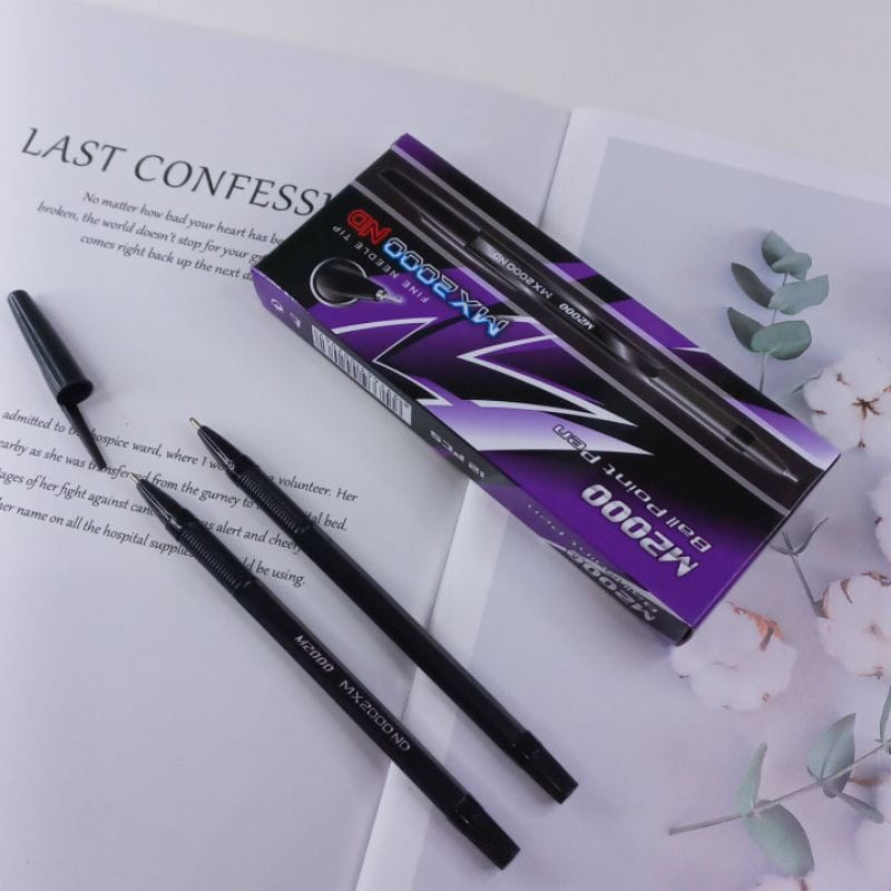 Jual Pulpen Hitam MX2000 Bolpen Tinta Hitam M2000 ND Ballpoint 1 Box ...
