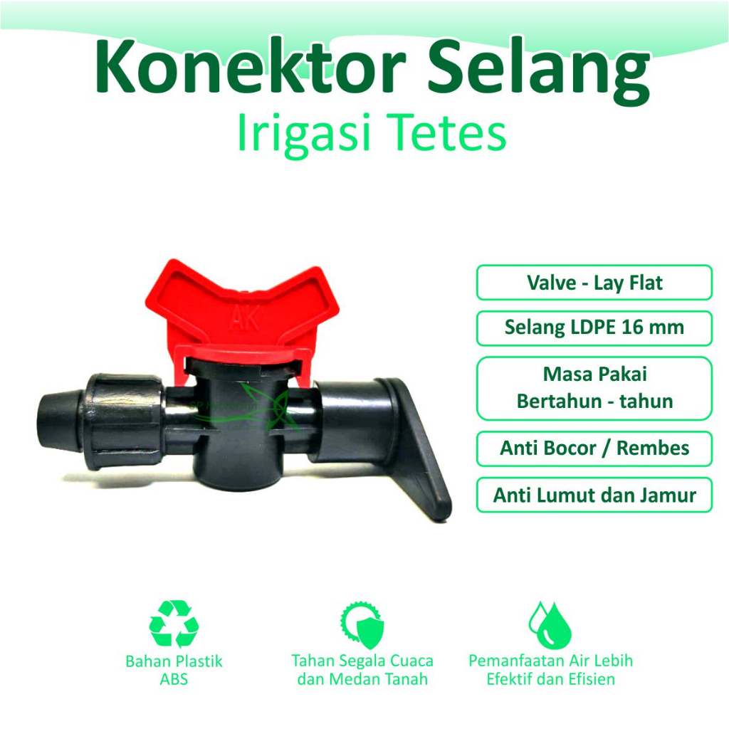 Jual Konektor Valve Lay Flat Selang Induk Ke Selang Drip Irigasi Tetes ...