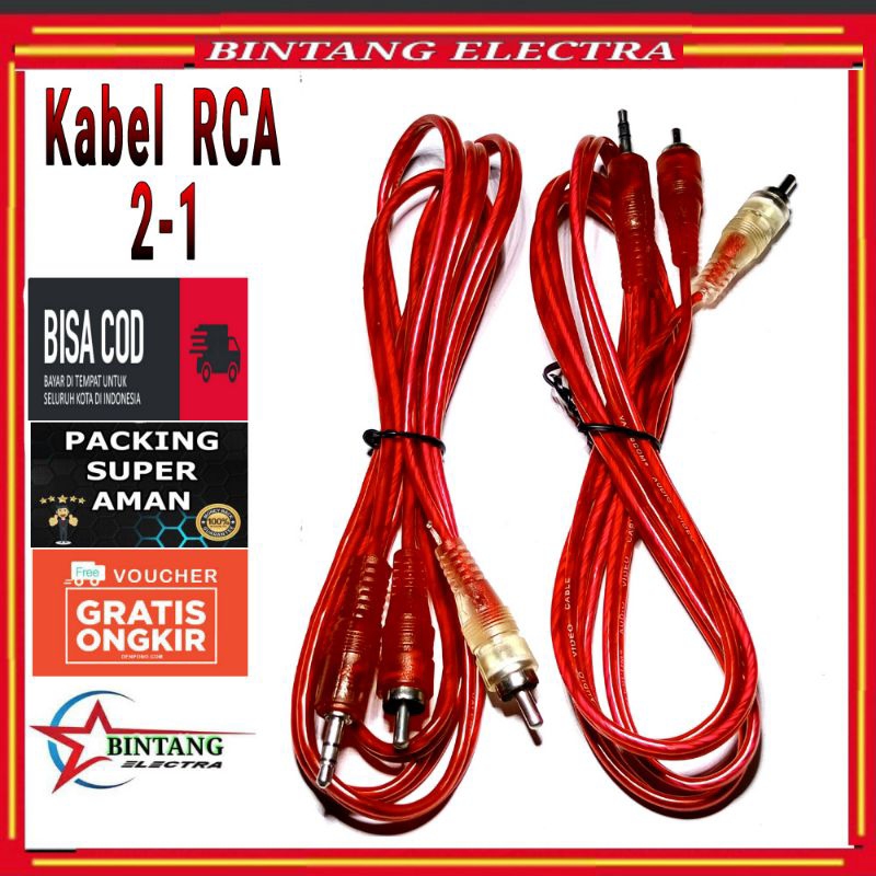 Jual kabel RCA 2-1 untuk hp ke speaker | Shopee Indonesia
