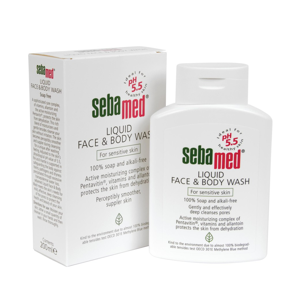 Jual Sebamed liquid face and body 200ml wash travel size for sensitive ...