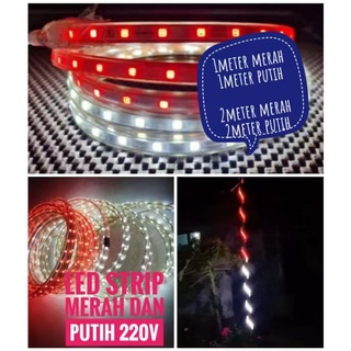 Jual PAKET LAMPU LED STRIP SELANG MERAH+ PUTIH +ADAPTOR 3528 220V 4M ...