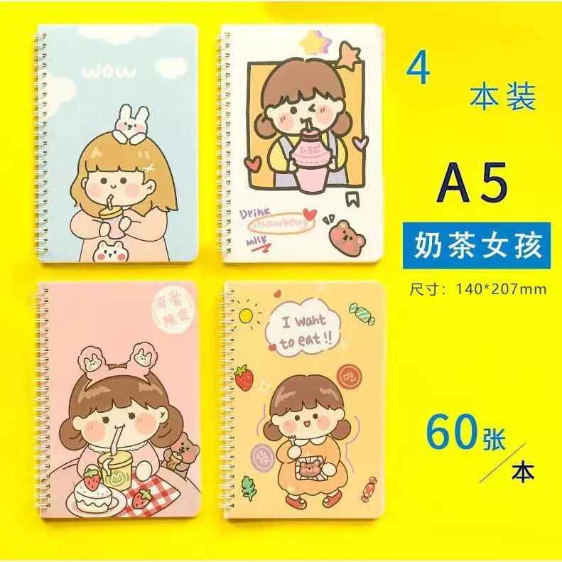 Jual Buku Catatan / Ruled Notebook MOKA MK-5144 A5 Girls Eat & Drink ...