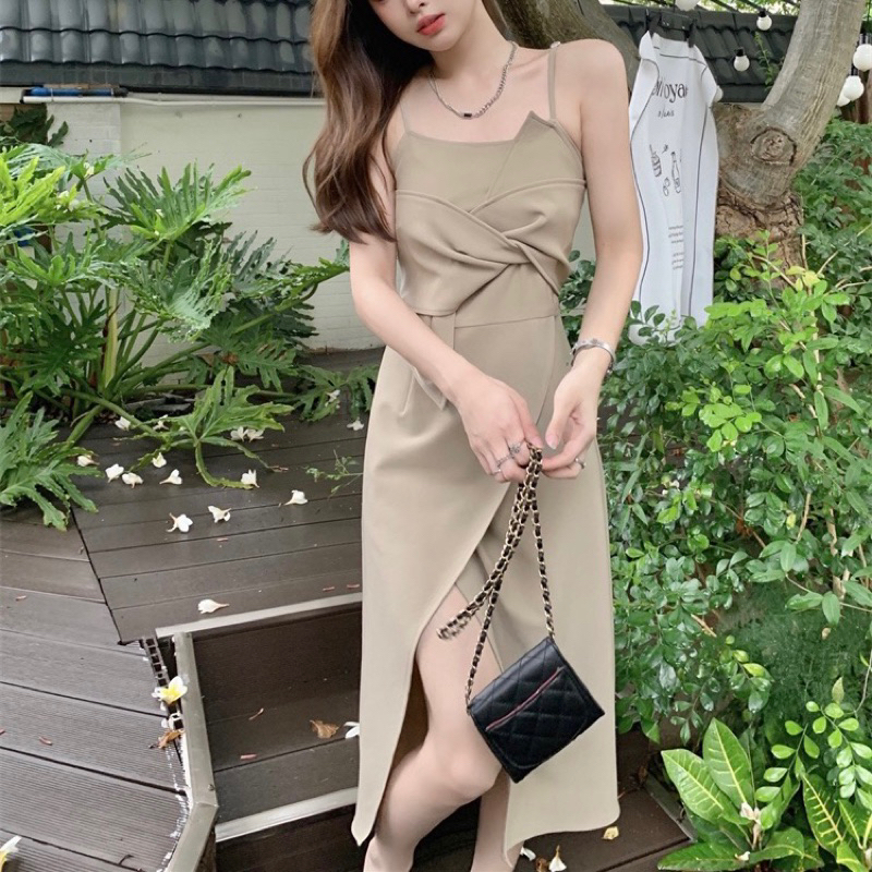 Jual Kevvi - Yuna Korean Sleeveless Midi Dress in Sage Green | Dress ...