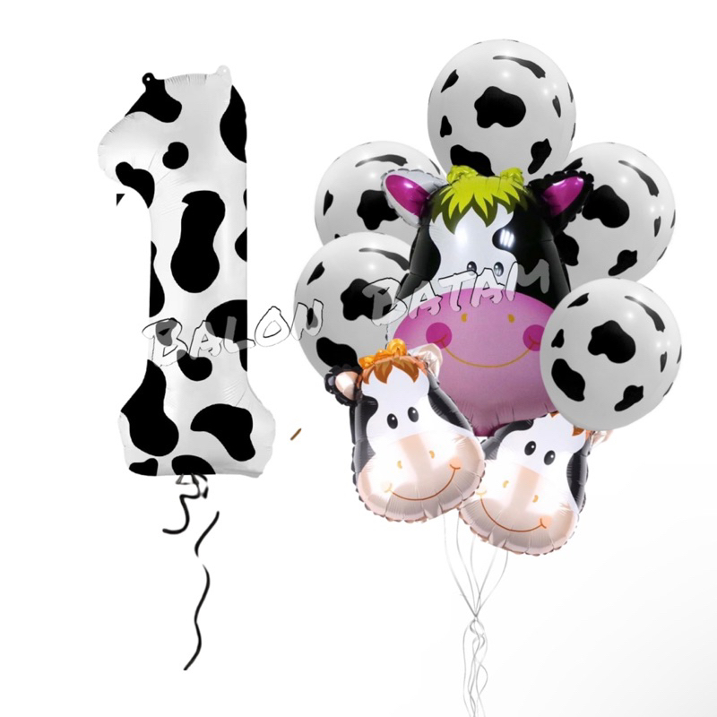 Jual Set 10pcs balon angka cow sapi 100cm latex foil | Shopee Indonesia