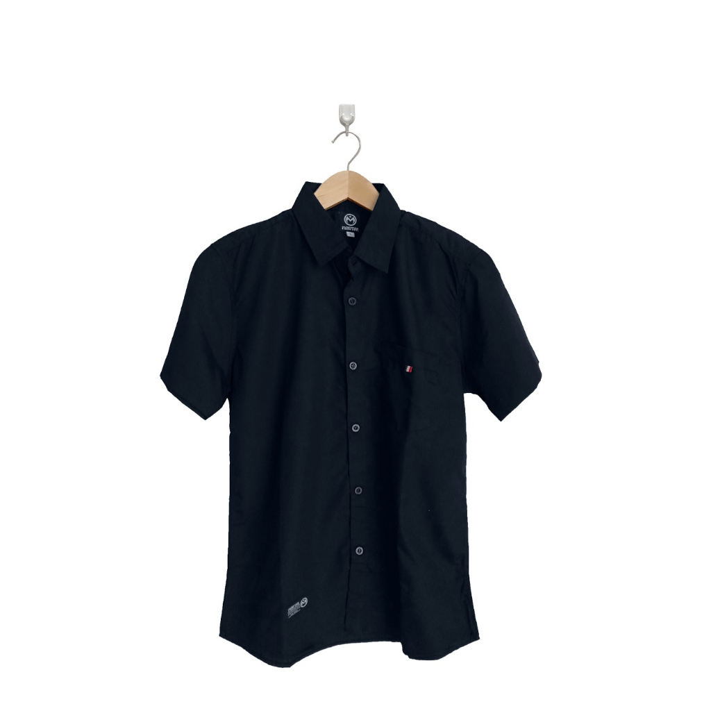Jual Kemeja Pria Hitam Polos Lengan Pendek Kasual Distro Premium Quality | Shopee Indonesia