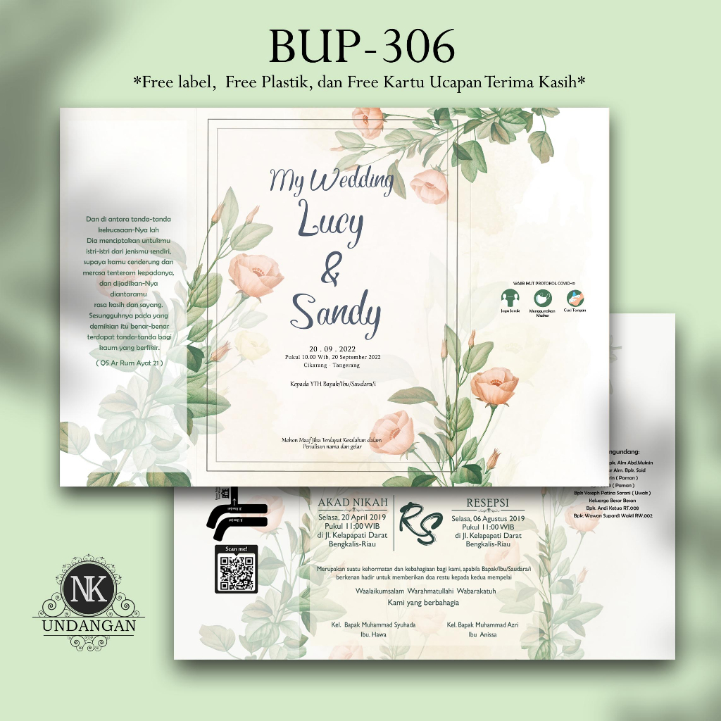 Jual Undangan pernikahan semi amplop Brief card 200 gsm Undangan ...