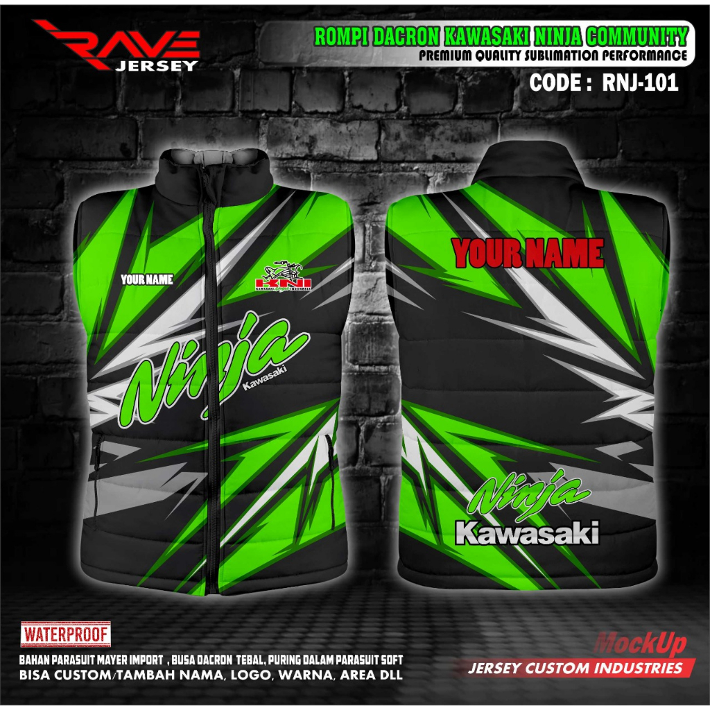 Jual ROMPI PUFFER/DACRON/GELEMBUNG MOTOR KAWASAKI NINJA PRINTING CUSTOM ...