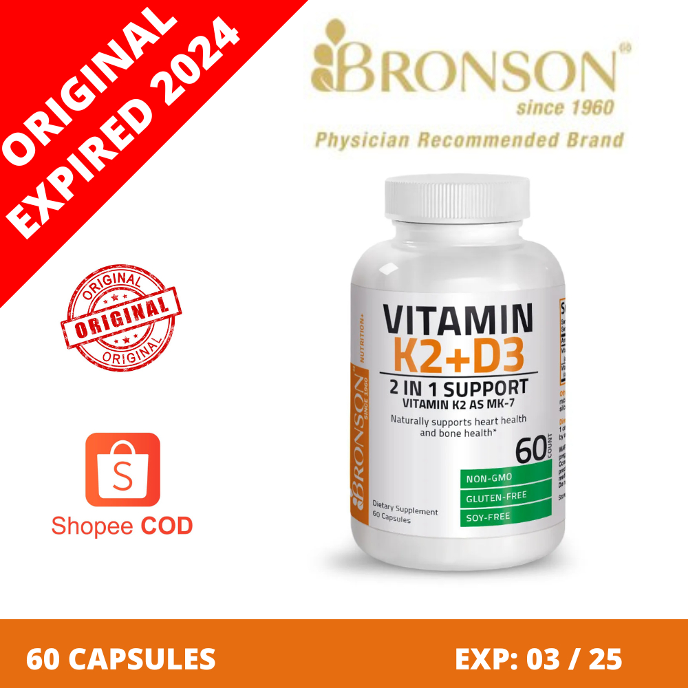 Jual Bronson Vitamin D3 5.000 IU K2 90mcg isi 60 Caps Original USA | Shopee Indonesia