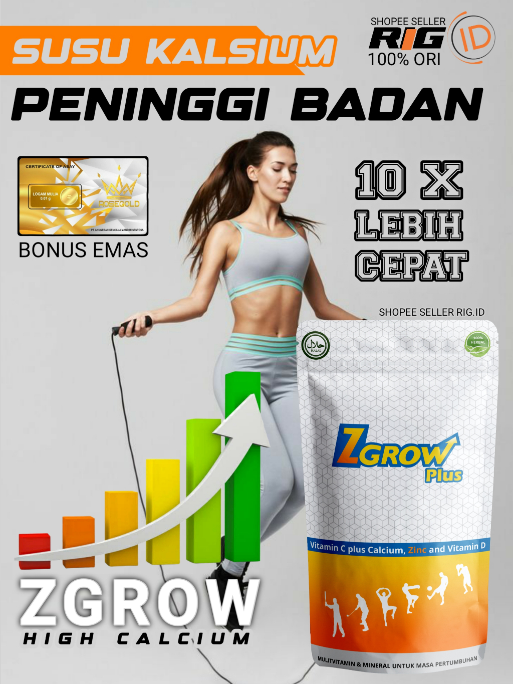 Jual SUSU BUBUK CALCIUM ZGROW PLUS SUPLEMEN PENUNJANG Kalsium Penambah Tinggi Badan Tercepat ...