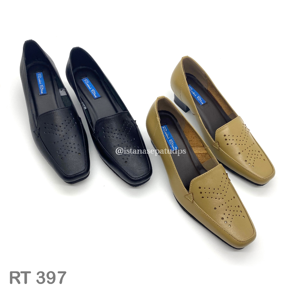 Jual Sepatu Pantofel Kulit Wanita Rosini Blue RT 397, Hitam & Cream ...