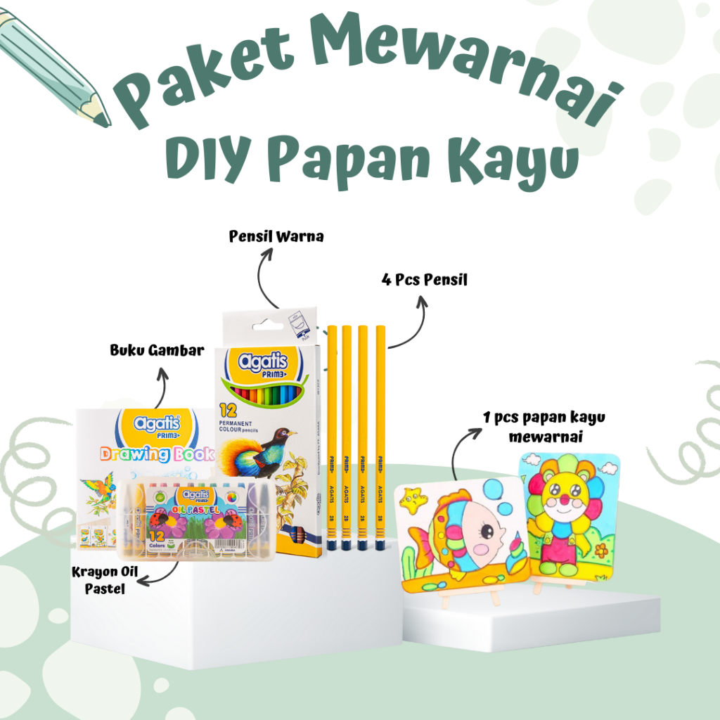 Jual Agatis - Paket Mewarnai Anak PAUD Crayon DIY Papan Kayu Gift Set ...