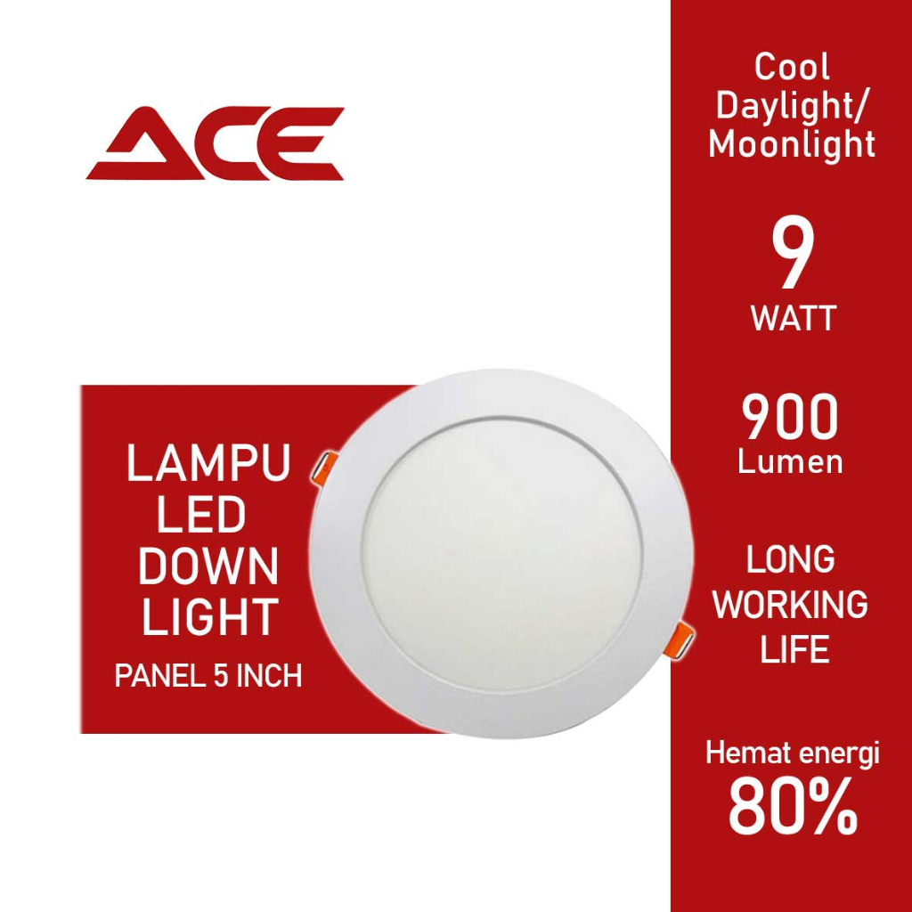 Jual ACE Lampu LED Downlight Panel Inbow 9 Watt Ukuran 5 Inchi | Shopee ...