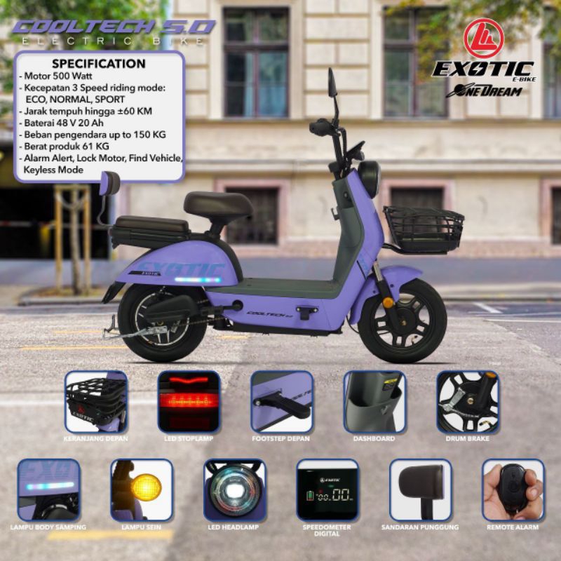Jual Sepeda Listrik Exotic Cooltech 5.0 14 Inch Electric Bike | Shopee ...