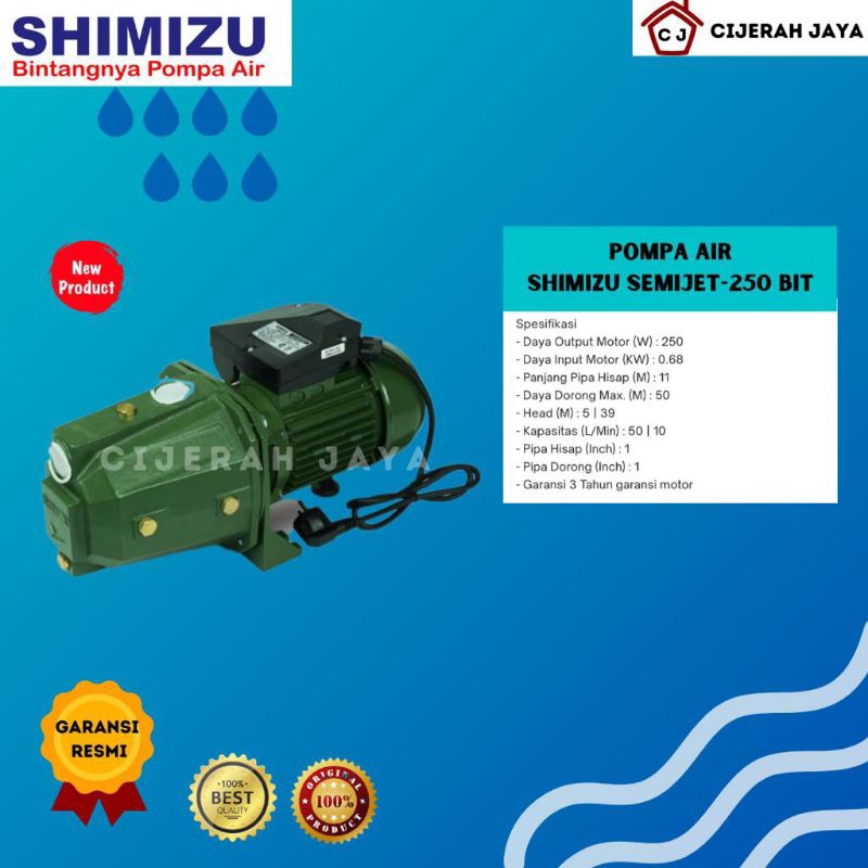 Jual SHIMIZU SEMI JET PUMP 250 BIT POMPA AIR SHIMIZU JET250BIT JET 250 BIT | Shopee Indonesia