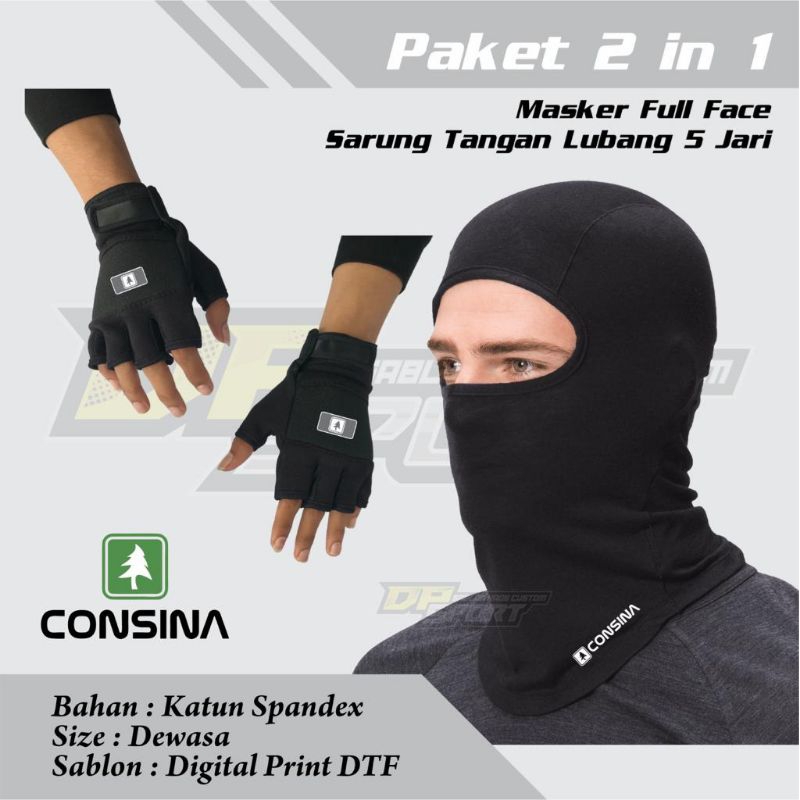 Jual Sarung Tangan Con Gunung Dan Masker Buff Full Face Sablon DTF ...