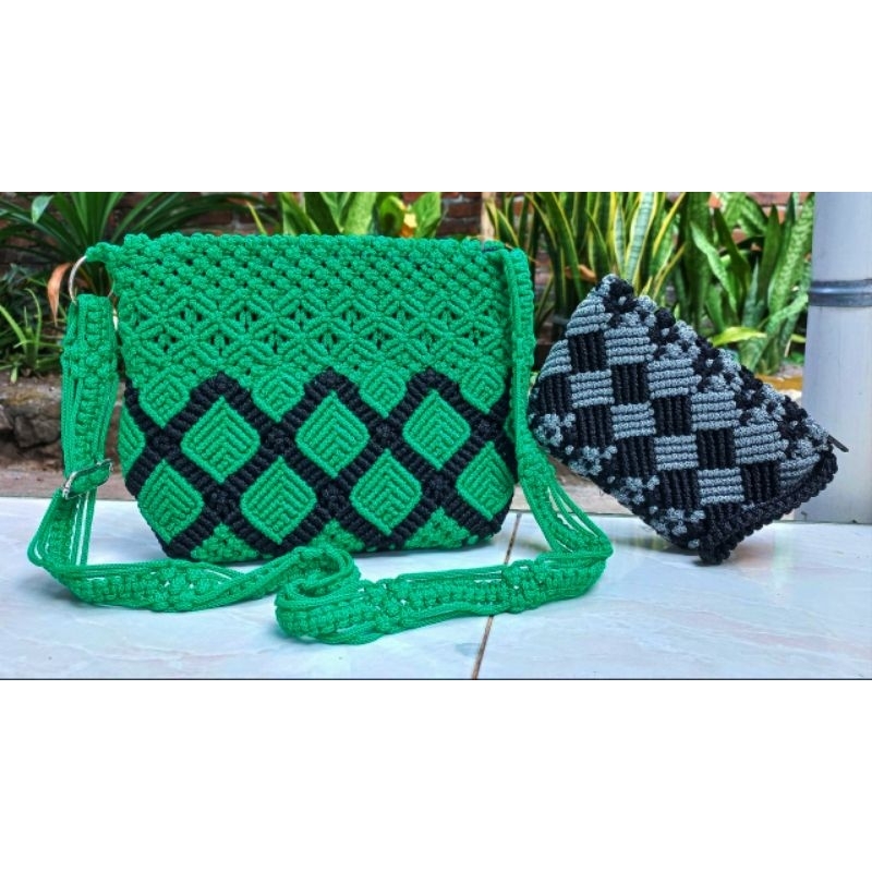 Jual Tas Selempang Rajut TaliKur Motif Jasmine Besar / Tas Tali Kur ...