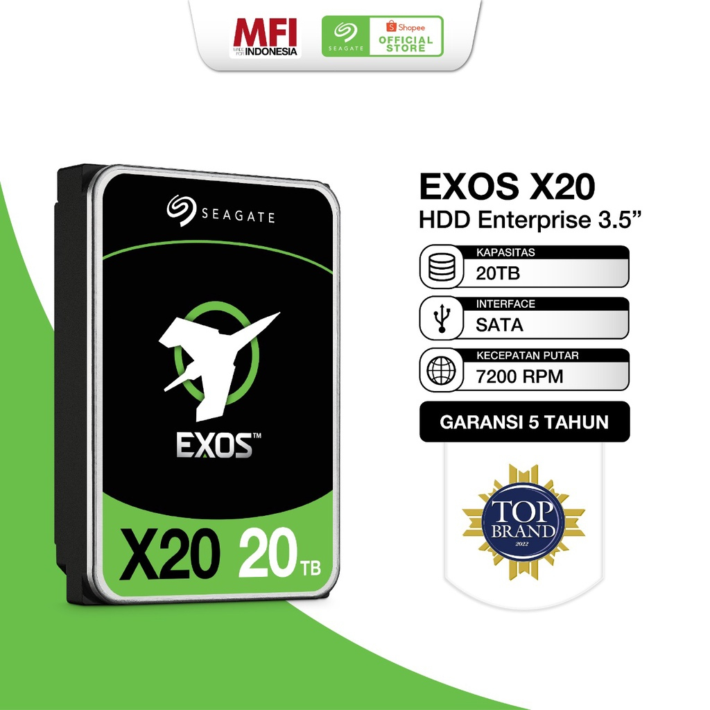 Jual Seagate EXOS X20 HDD / Hardisk Enterprise 20TB SATA 7200RPM ...
