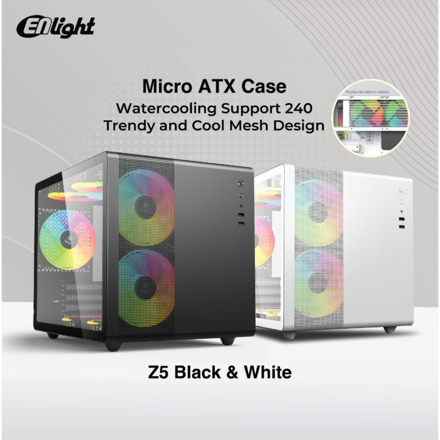 Jual CASING ENLIGHT Z5 - MICRO ATX GAMING CASE INCLUDE 3 FAN RGB ...