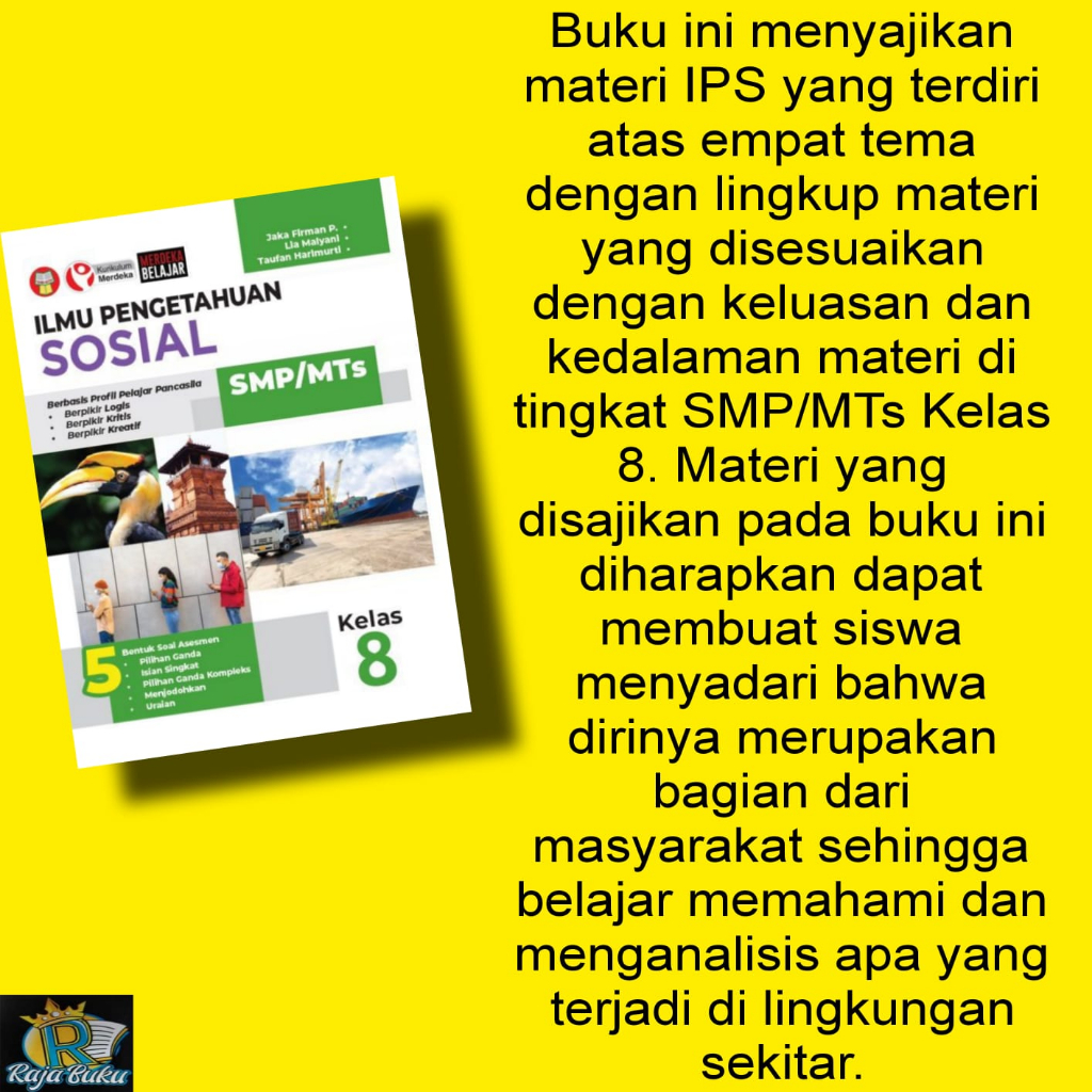 Jual BUKU ILMU PENGETAHUAN SOSIAL UNTUK SMP/MTs KELAS 8/VIII KURIKULUM MERDEKA | Shopee Indonesia
