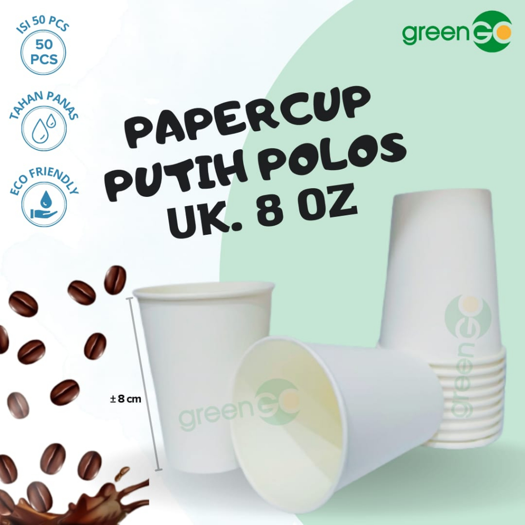 Jual PAPERCUP 8OZ PUTIH POLOS ISI 50PCS GELAS KERTAS TAHAN PANAS MURAH ...