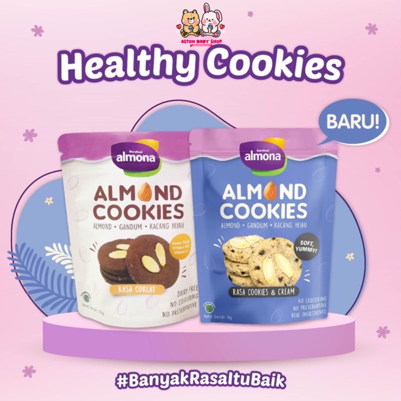 Jual Almona Almond Cookies 90gr Snack Sehat Cemilan Sehat | Shopee ...