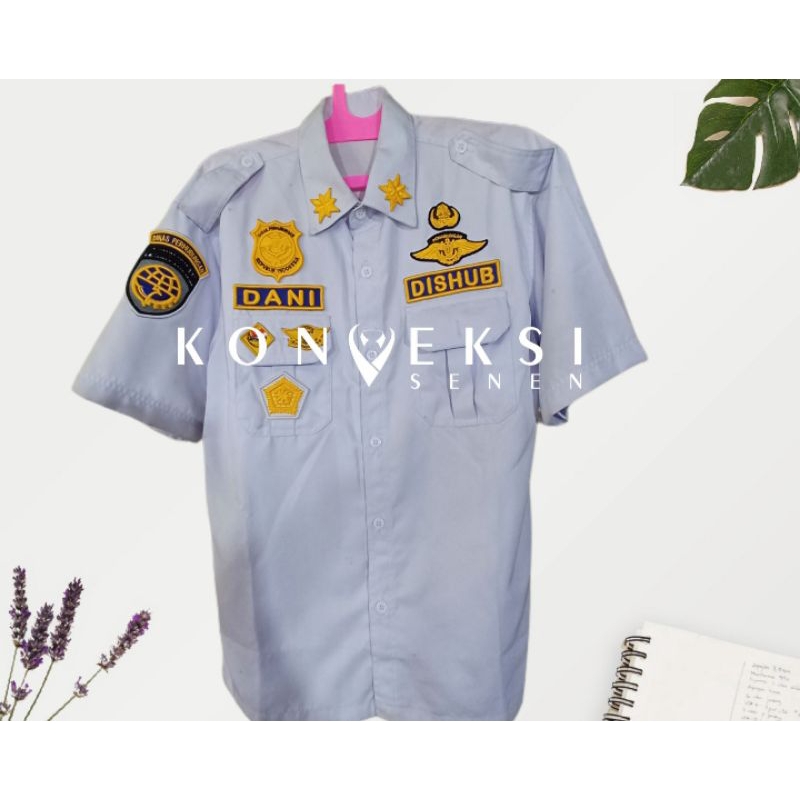 Jual seragam pdh dishub putih full bordir timbul | Shopee Indonesia