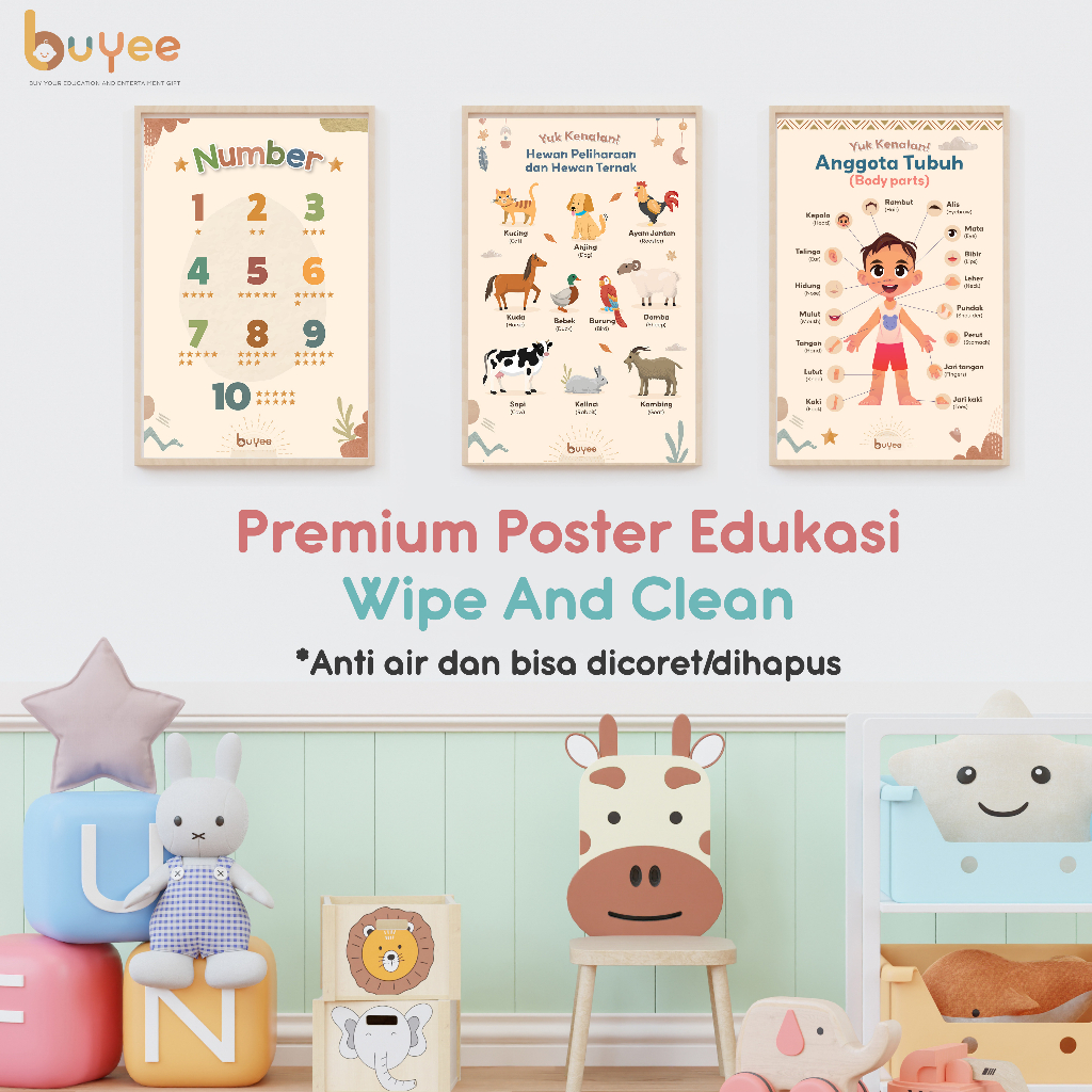 Jual BUYEE GIFT - Premium Poster Wipe and Clean Edukasi Anak Balita ...
