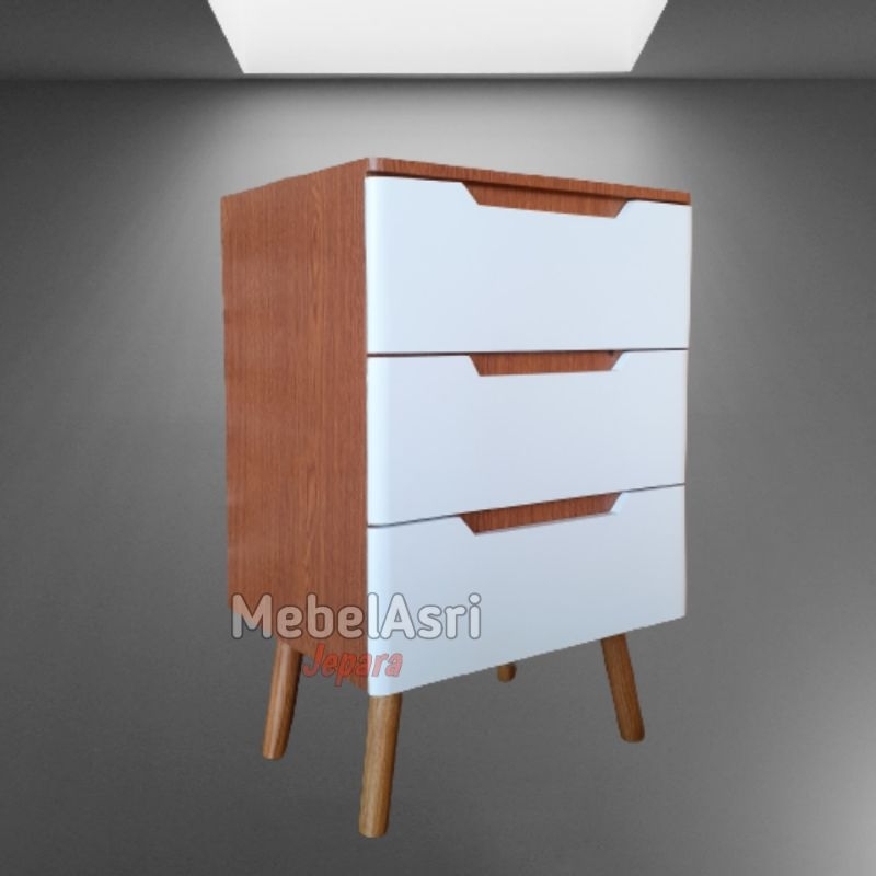 Jual MEJA NAKAS / BEDSIDE TABLE MODERN MINIMALIS 3 LACI dengan Handle ...