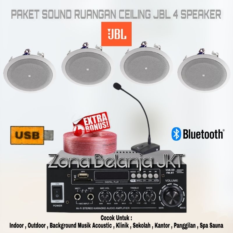 Jual PAKET SOUND SYSTEM SPEAKER PLAFON CEILING JBL 8 INCH 4 SPEAKER ...