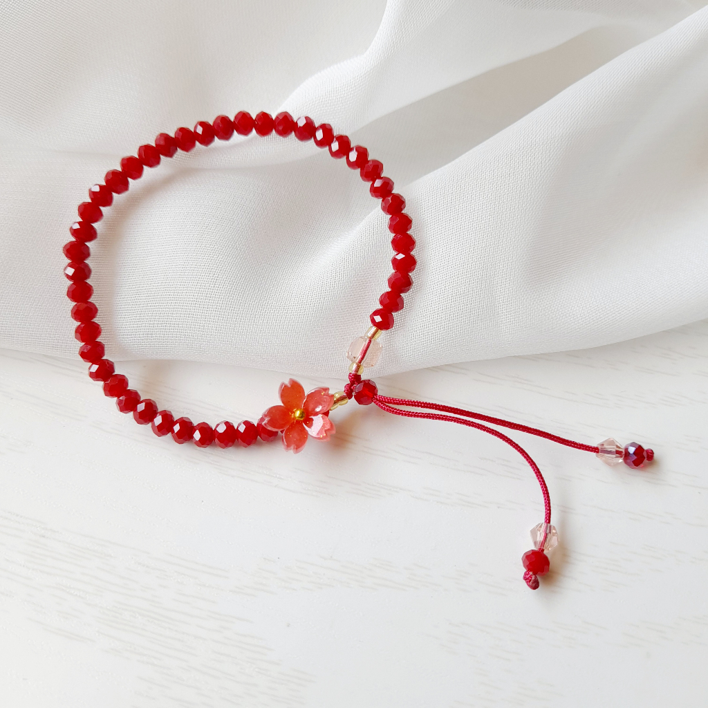 Jual GELANG SAKURA MERAH •by BRAELYN•gelang tali premium•gelang tali ...