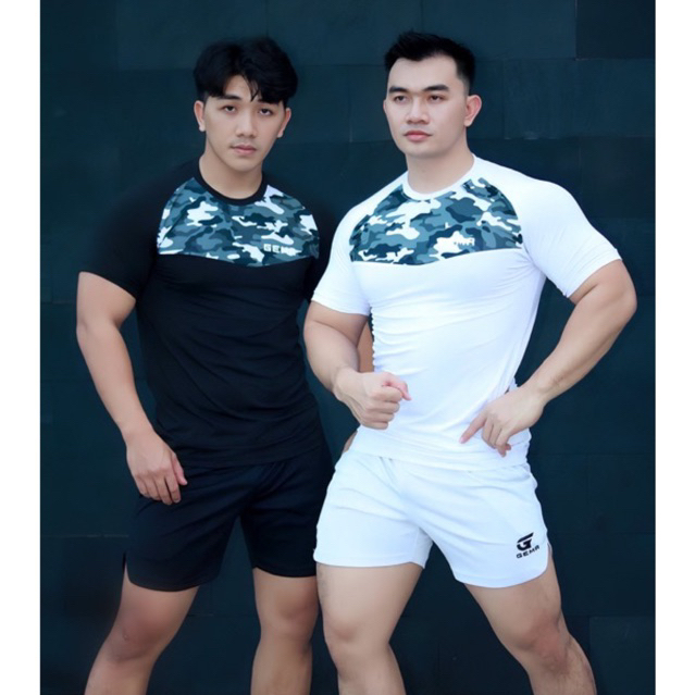 Jual Baju fitness sports Loreng army kaos lengan pendek (set baju ...