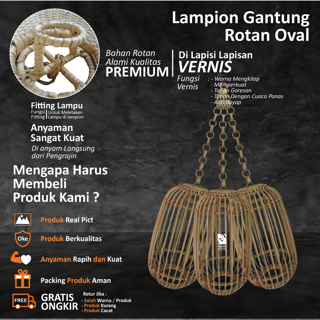 Jual Kap Lampion Rotan, Lampu Hias Gantung dan Dinding Cafe Restoran ...