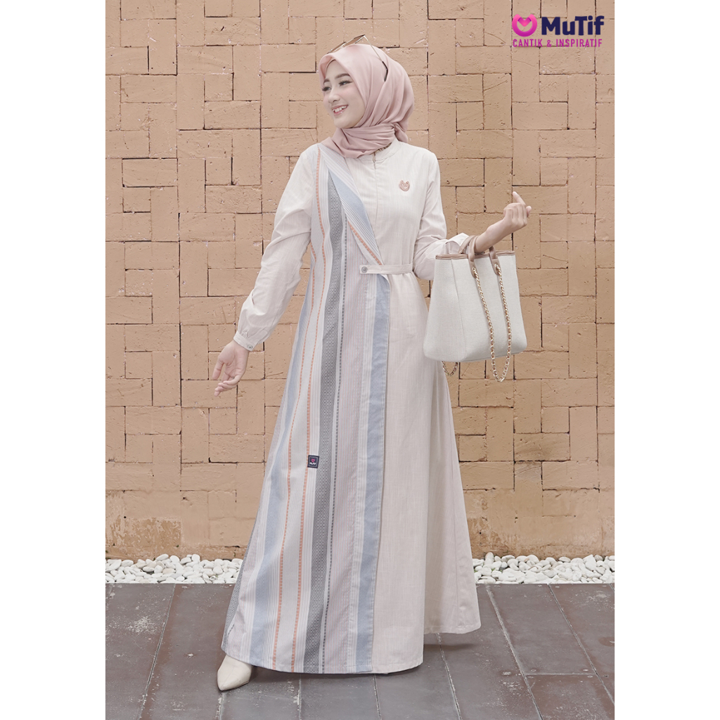 Jual (ORIGINAL) GAMIS WANITA TERBARU RAHMANIA PASTEL CREAM BY MUTIF ...