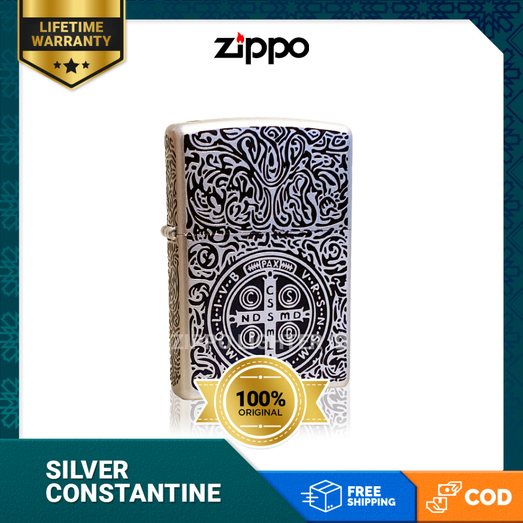 Jual Korek Api Zippo Silver Constantine | Shopee Indonesia