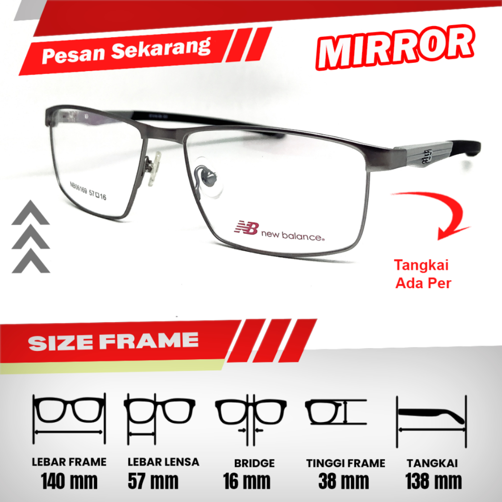 Jual FRAME KACAMATA PRIA SPORTY NEW BALANCE PREMIUM SIZE 57 FULL FRAME ...