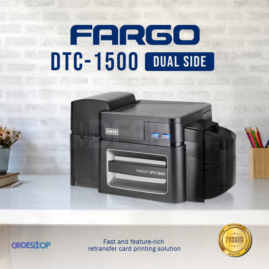 Jual Printer Fargo DTC1500 Cetak Kartu ID Card PVC Dual Side 300 DPI ...