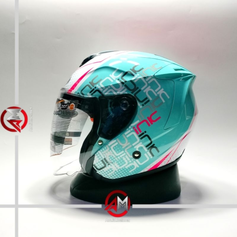 Jual HELM INK DYNAMIC #4 AQUA BLUE FUXIA INK HELM DYNACIK MOTIF TERBARU ...