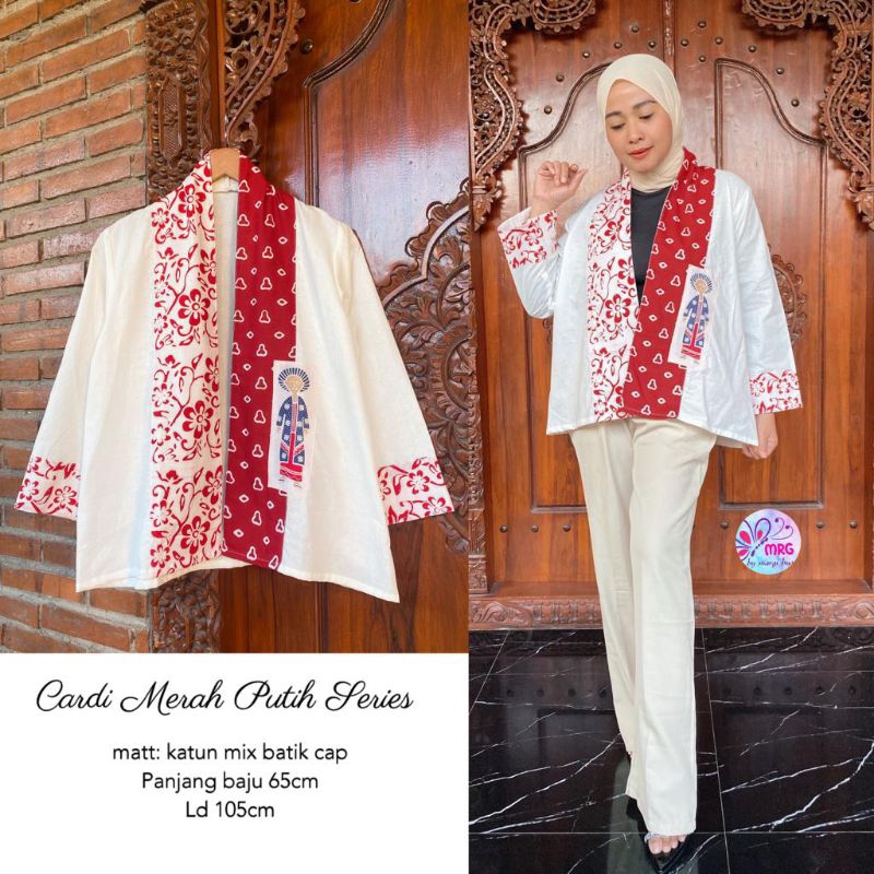 Jual Cardigan Merah Putih / Outer Batik / Cardigan Batik / Batik Merah ...