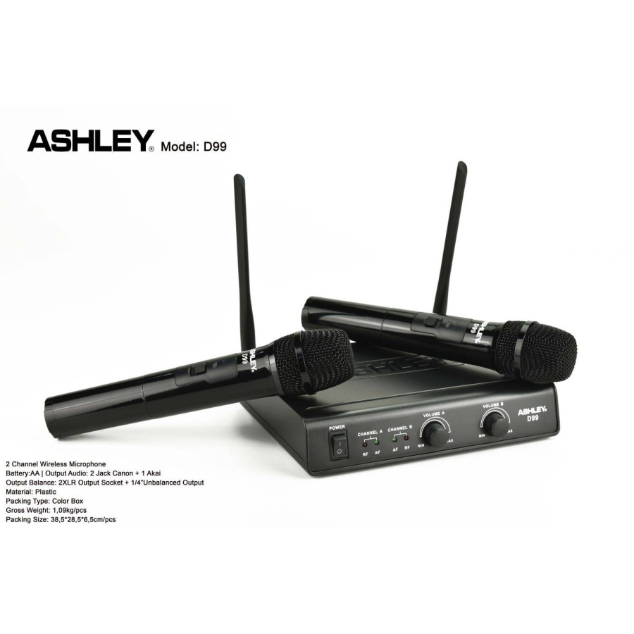 Jual Mic Wireless Ashley D99 / Mic Ashley D 99 Produk Ashley 2 Mic ...
