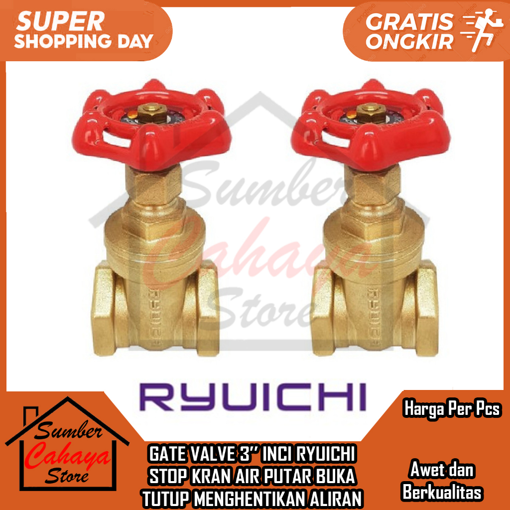 Jual STOPKRAN 3'' INCI RYU072 KUNINGAN STOP KRAN GATEVALVE RYUICHI GATE ...