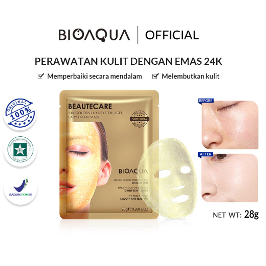 Jual Bioaqua Sheet Mask 24k Gold Collagen | Shopee Indonesia
