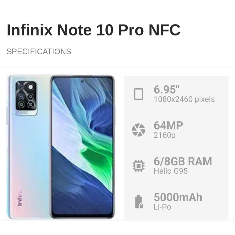 Jual INFINIX NOTE 10 PRO NFC RAM 8/128GB | Shopee Indonesia