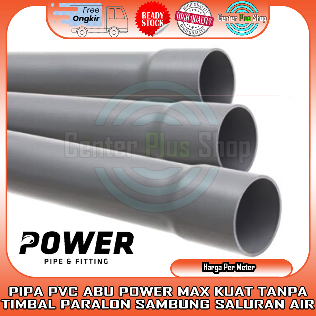 Jual POWER PIPA PVC ABU 3" 4" AW C D METERAN 1 METER PARALON PRALON LEDENG PIPE PLASTIK PELASTIK ...