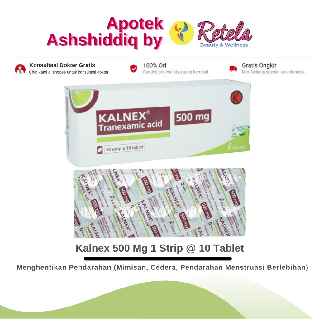Jual Kalnex 500 Mg 1 Strip @ 10 Tablet / Tranexamic Acid / Menghentikan ...