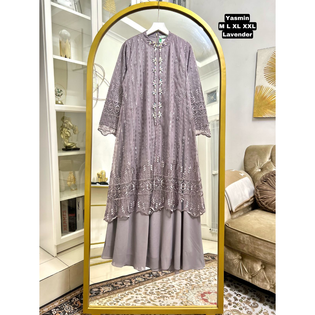 Jual Yasmin Dress Tille Mix Ceruty Premium Kombinasi Payet - Gamis ...