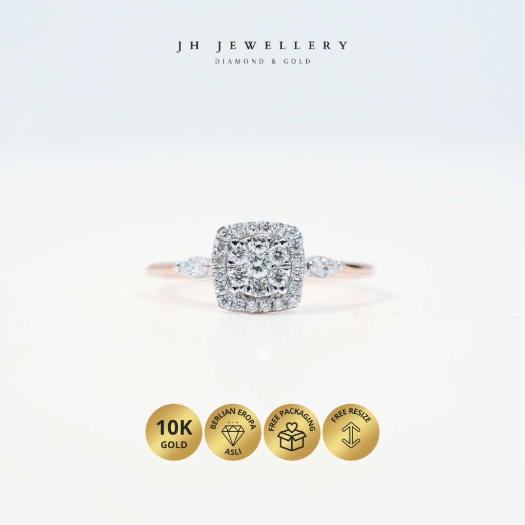 Jual Cincin Emas Kadar 10K Berlian Asli Marquise Wanita Tunangan JH ...
