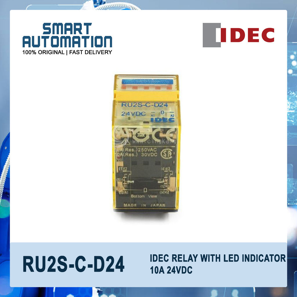 Jual IDEC RU2S-C-D24 Relay Plug-in DPDT 10A 24VDC w/ LED Indicator ...